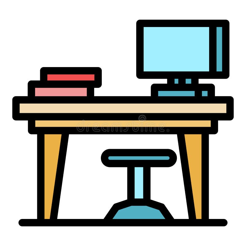 Computer Desk Icon Color Outline Vector Stock Vector - Illustration of ...