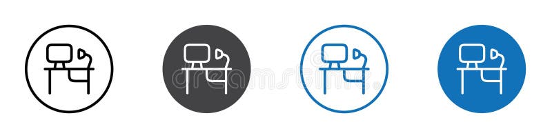 Computer Desk Icon Flat Editable Icon Mark Set Stock Vector ...