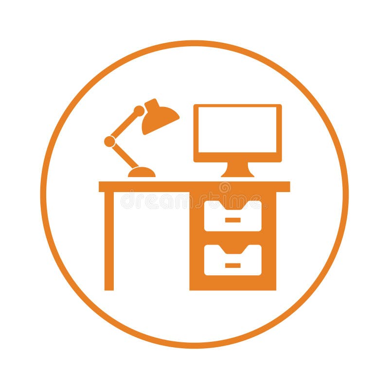 Computer Desk Icon Logo stock vector. Illustration of workplace - 139712437