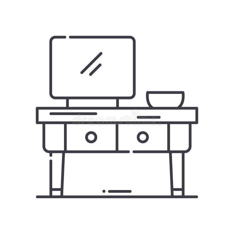 Computer Desk Icon, Linear Isolated Illustration, Thin Line Vector, Web ...