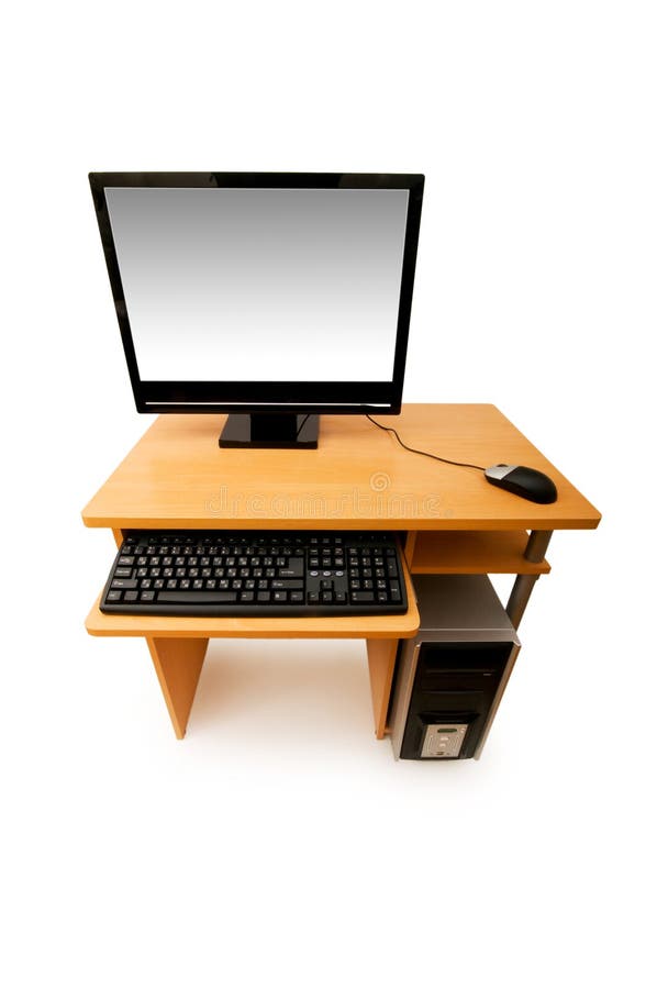 Computer and desk isolated stock photo. Image of data - 6943682