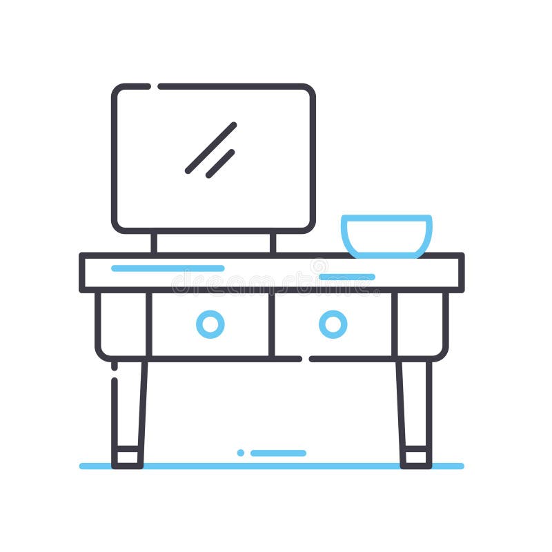 Computer Desk Line Icon, Outline Symbol, Vector Illustration, Concept ...