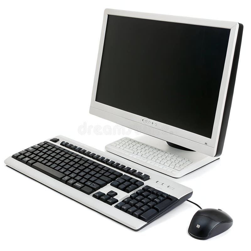 Computer Desk Set Icon Isolated on White Background Stock Illustration ...