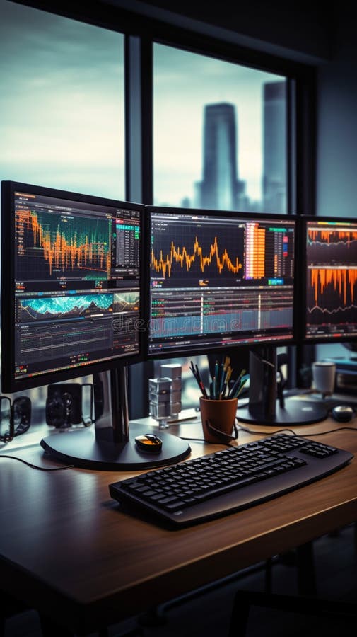 From a Computer Desk, View Financial Data on Multiple Screens in an ... From a Computer Desk, View Financial Data on Multiple Screens in an ...