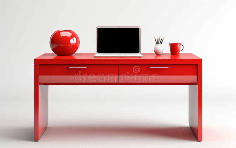 Computer Desk on the White Background -Generative Ai Stock Illustration ...