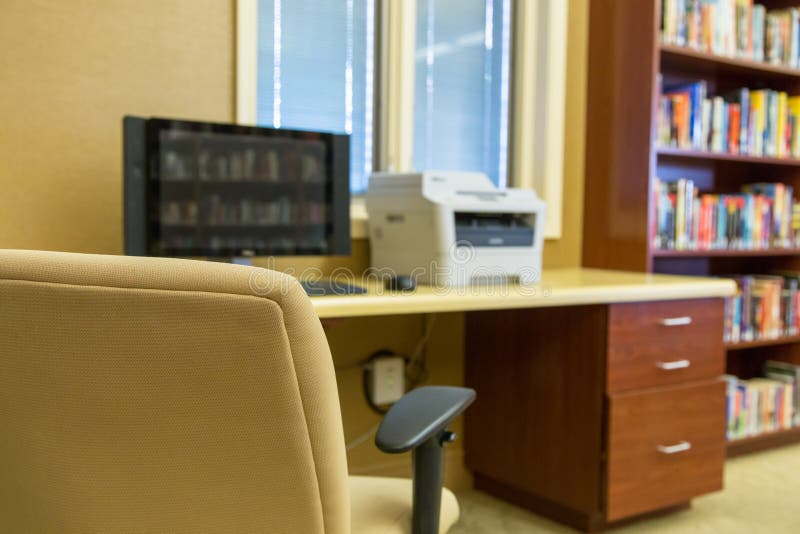 Computer desk work space stock image. Image of yellow - 77999797