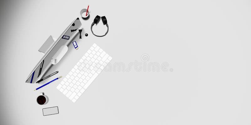Computer Desk Work Desk Workplace 3d Illustration Stock Illustration ...