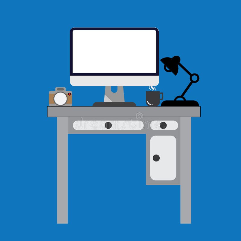 Computer Desk, Working Symbol. Flat Vector Illustration Stock ...