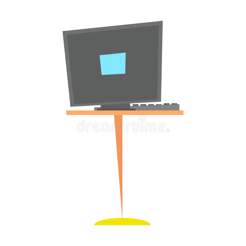 Computer Desk, Workplace Cartoon Stock Vector - Illustration of desktop ...