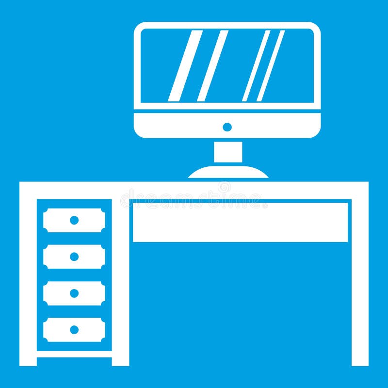 Computer Desk Icon, Flat Style Stock Vector - Illustration of interior ...