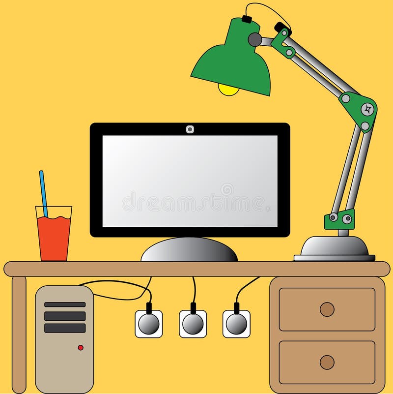 Computer desk stock illustration. Illustration of green - 80440246