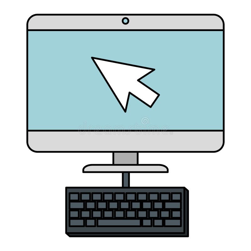 Computer Desktop with Arrow Mouse and Keyboard Stock Illustration ...