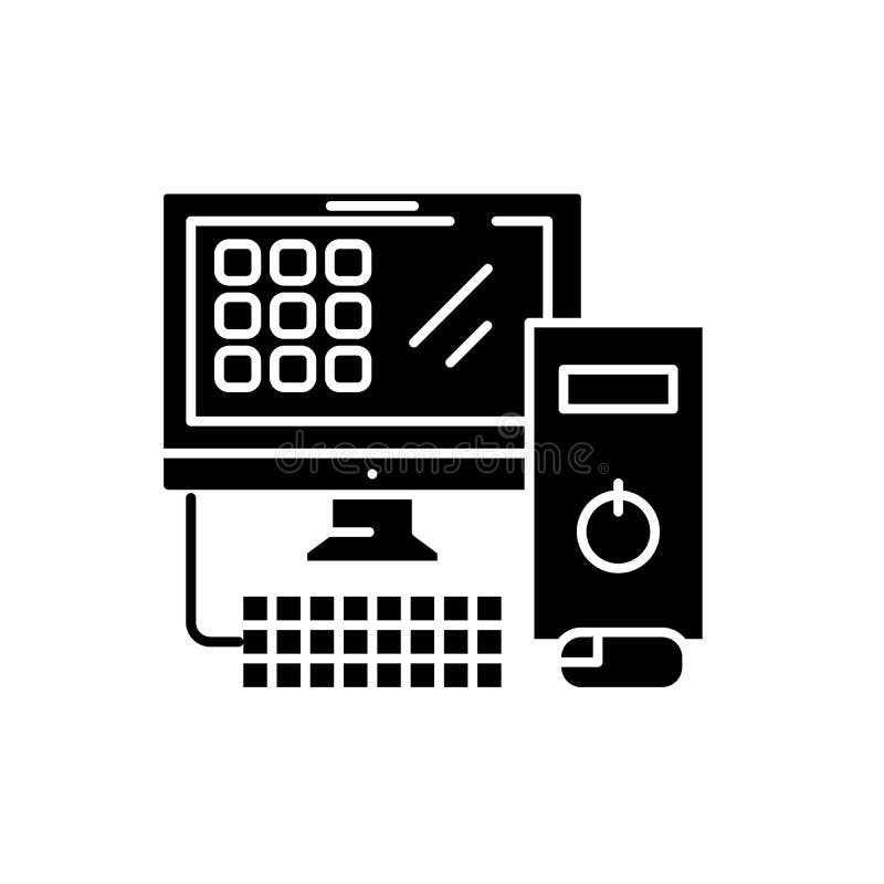 Desktop Computer, Workstation Line Icon Concept. Desktop Computer ...
