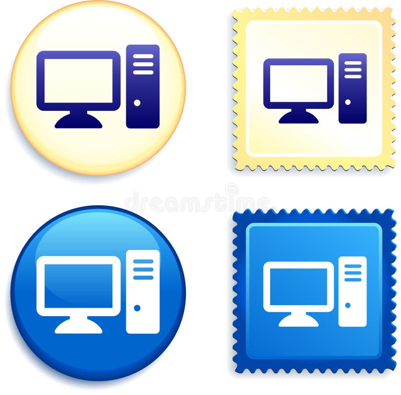 Computer Desktop Button and Stamp Stock Illustration - Illustration of ...