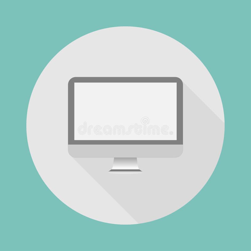 Computer Desktop in Circle Icon with Shadow, Vector Stock Illustration ...