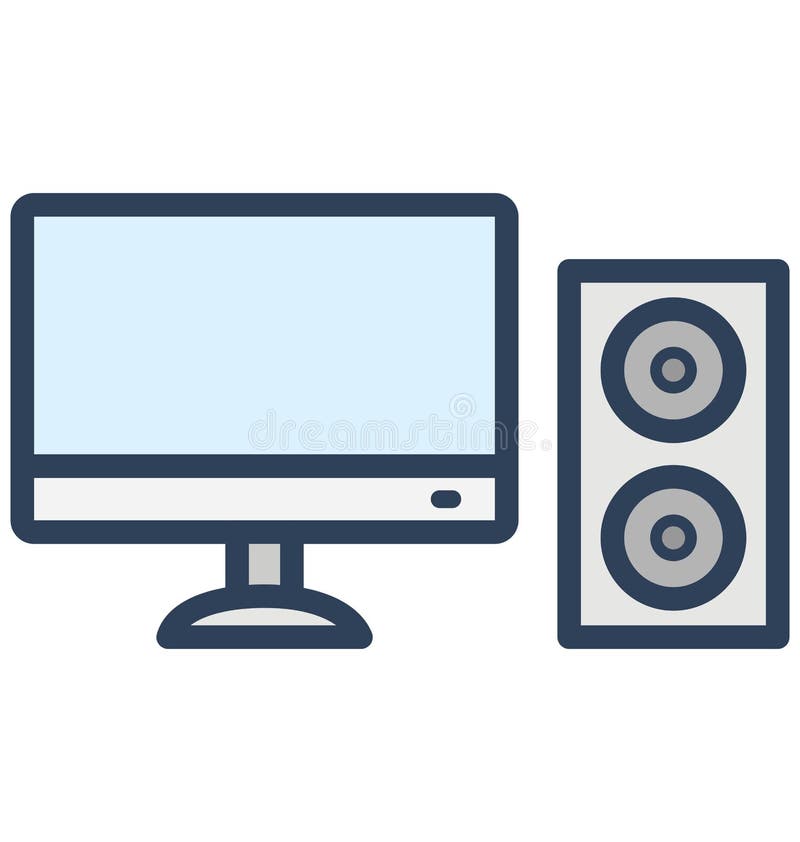 Computer, Desktop Computer Isolated Vector Icon that Can Be Easily Edited in Any Size or ...