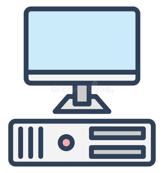 Computer, Desktop Computer Isolated Vector Icon that Can Be Easily Edited in Any Size or ...