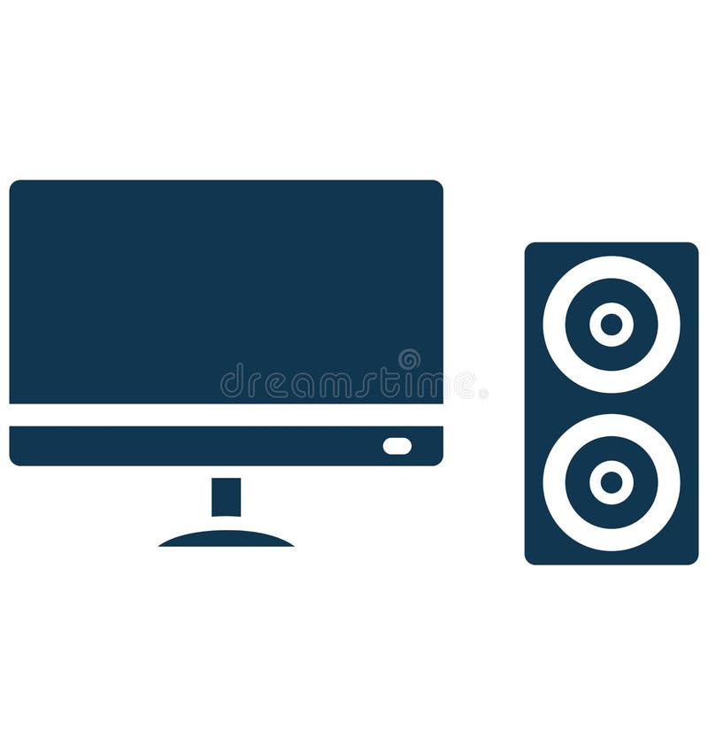 Computer, Desktop Computer Isolated Vector Icon that Can Be Easily Edited in Any Size or ...