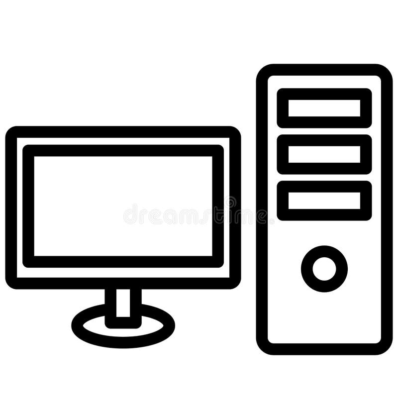 Computer, Desktop Computer Isolated Vector Icon that Can Be Easily Edited in Any Size or ...