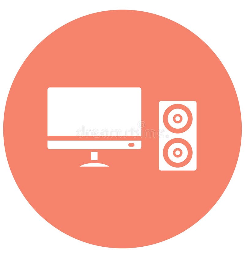 Computer, Desktop Computer Isolated Vector Icon that Can Be Easily Edited in Any Size or ...