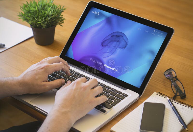 Computer Desktop Cool Responsive Website Design Stock Image - Image of ...
