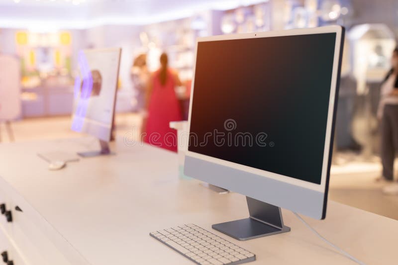 Computer Desktop on Counter Bar for Internet Service or Customer ...