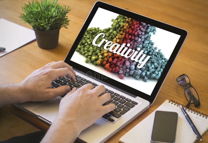 Computer Desktop Creativity Stock Image - Image of work, decoration ...