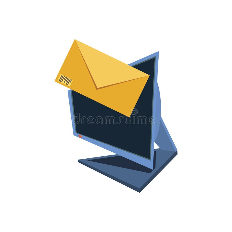 Computer Desktop with Delivery App Stock Vector - Illustration of mail ...