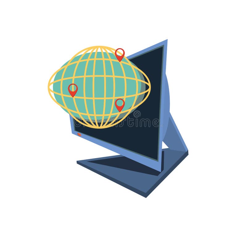 Computer Desktop with Delivery App Stock Vector - Illustration of ...