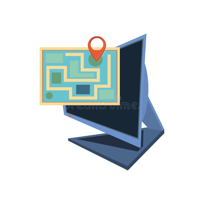 Computer Desktop with Delivery App Stock Vector - Illustration of ...