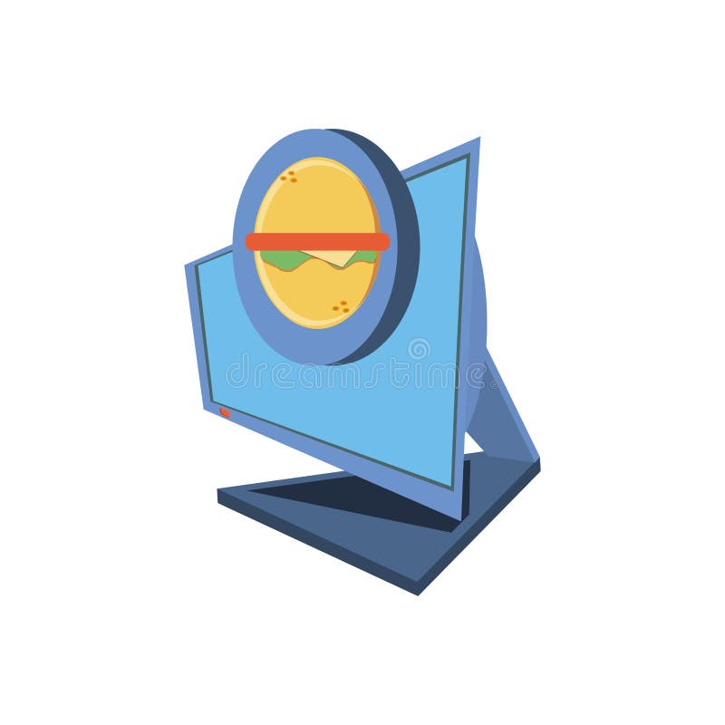 Computer Desktop with Delivery Food App Stock Vector - Illustration of ...