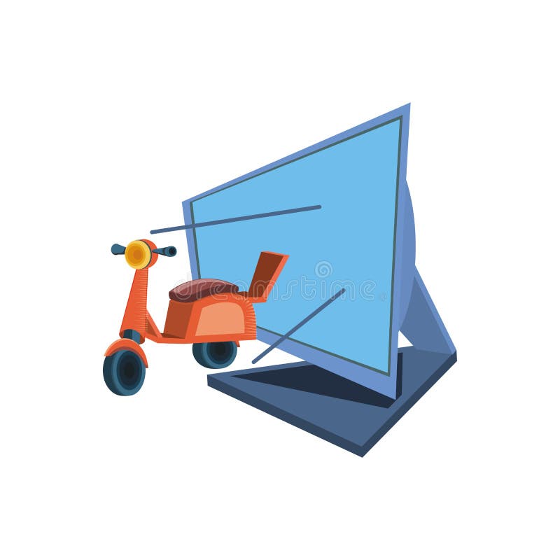 Computer Desktop with Delivery Food App Stock Vector - Illustration of ...