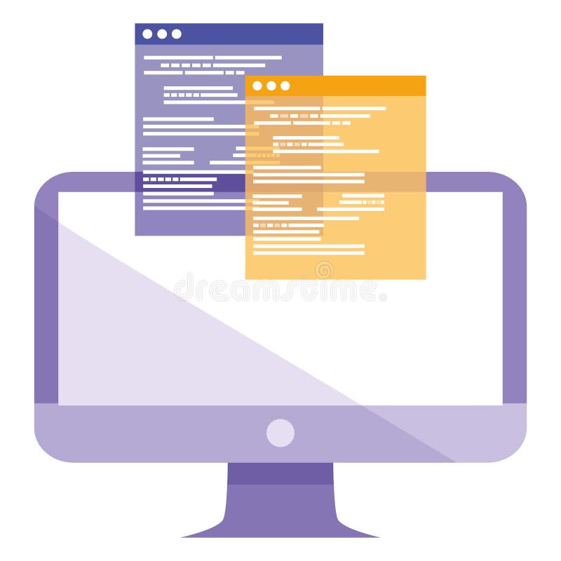 Computer Desktop with Documents Stock Vector - Illustration of ...