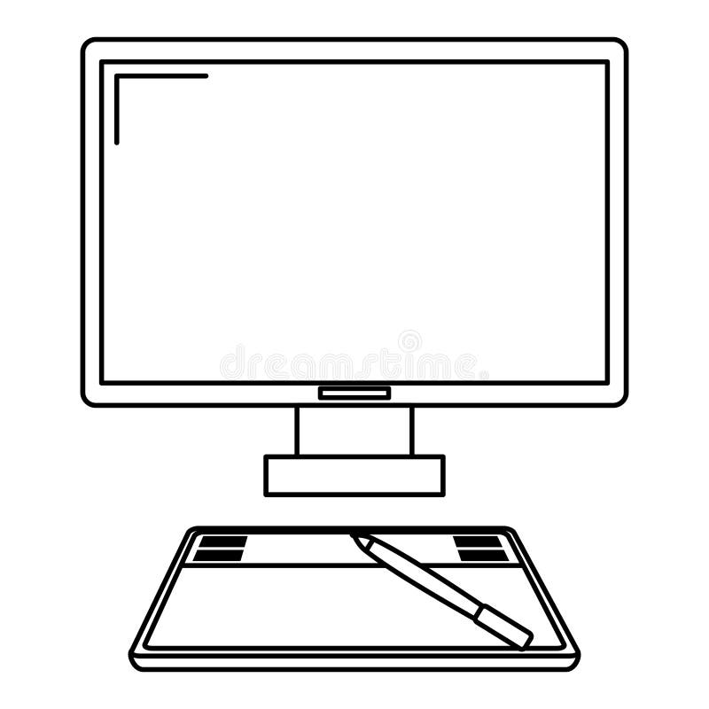 Computer Desktop with Drawing Board Stock Vector - Illustration of ...