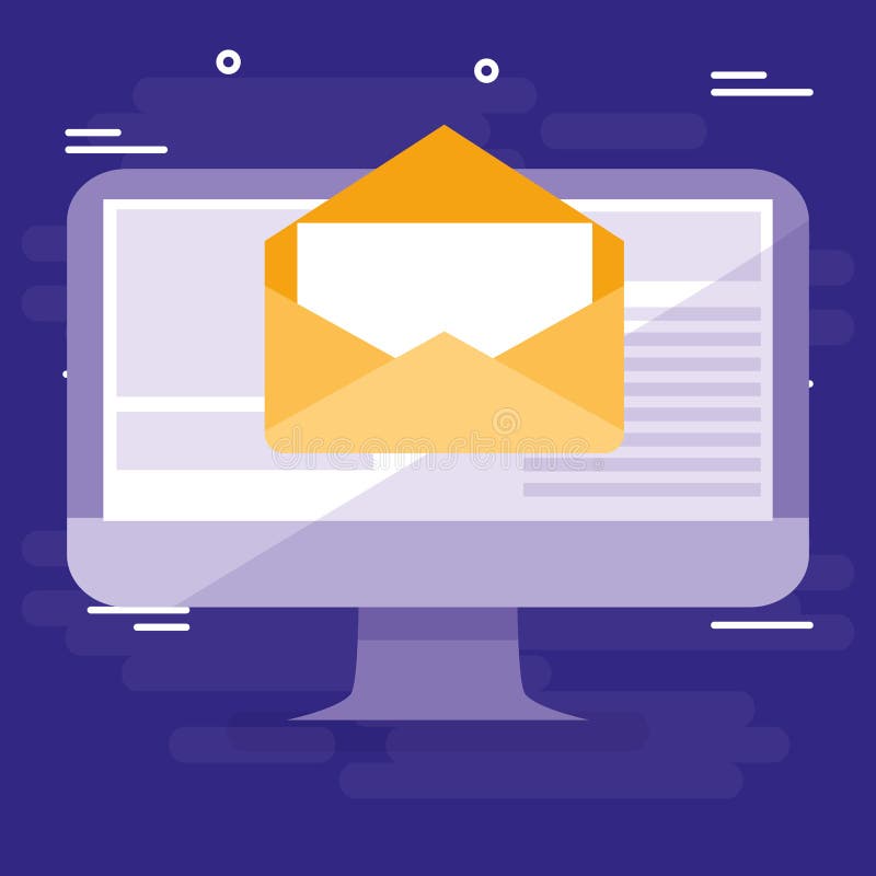 Computer Desktop with Envelope Email Stock Vector - Illustration of ...
