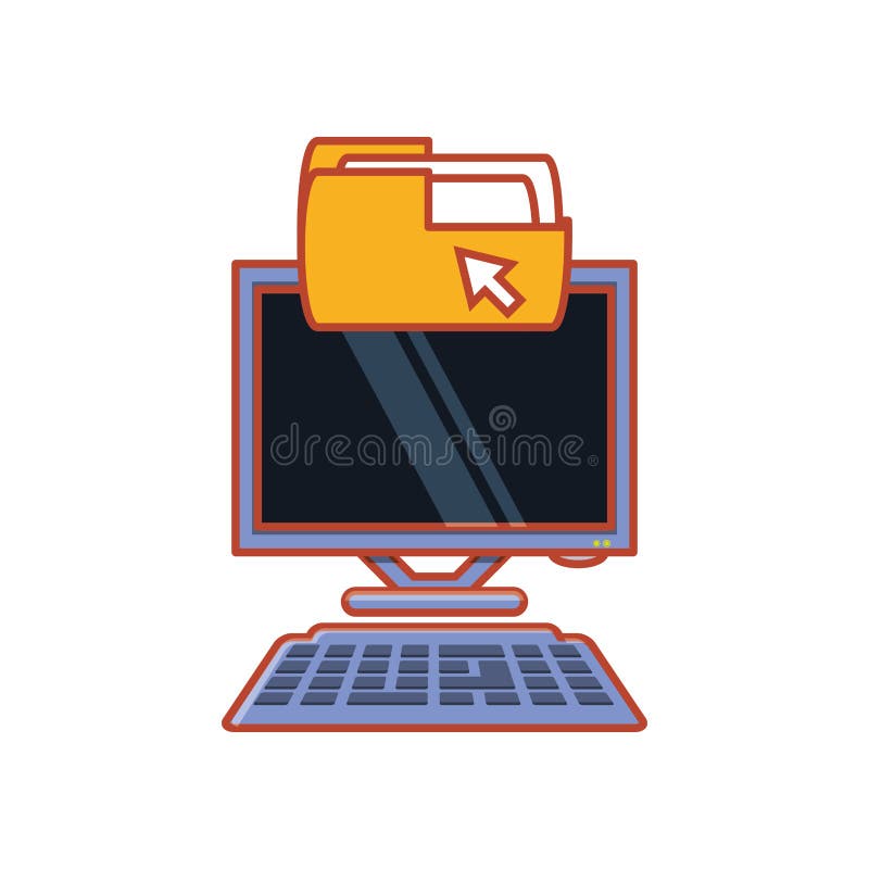 Computer Desktop with Folder Stock Illustration - Illustration of file ...