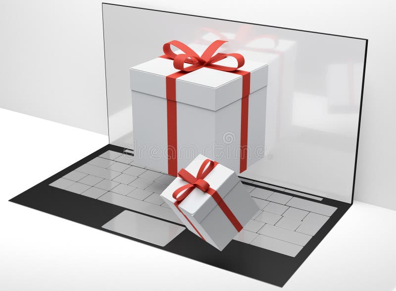 Computer Desktop Gift Boxes 3d-illustration Stock Illustration ...