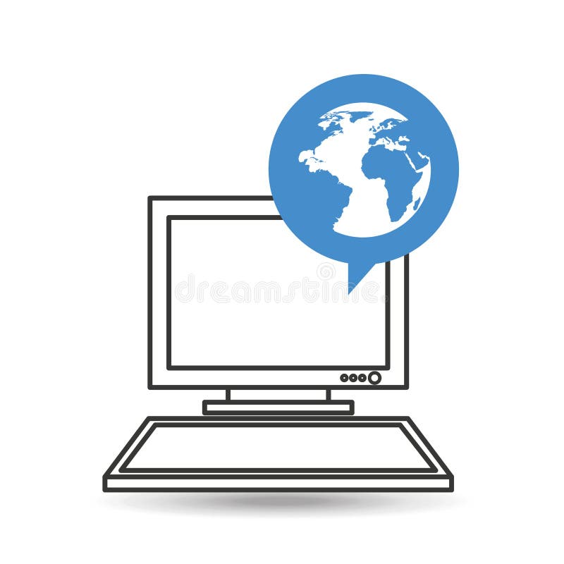 Computer Desktop Globe Communication Social Network Stock Vector ...