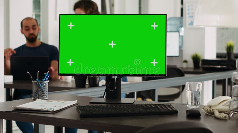Computer Desktop with Greenscreen Stock Footage - Video of employee ...