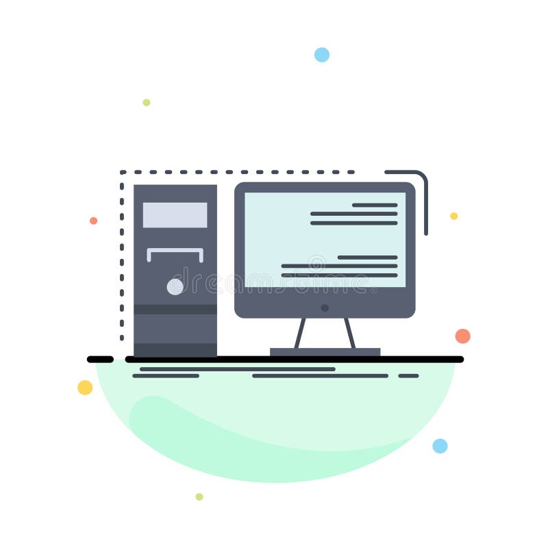 Computer, Desktop, Hardware, Workstation, System Flat Color Icon Vector ...