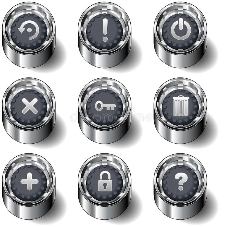 Computer Desktop Icon Button Set Stock Vector - Illustration of emblem ...