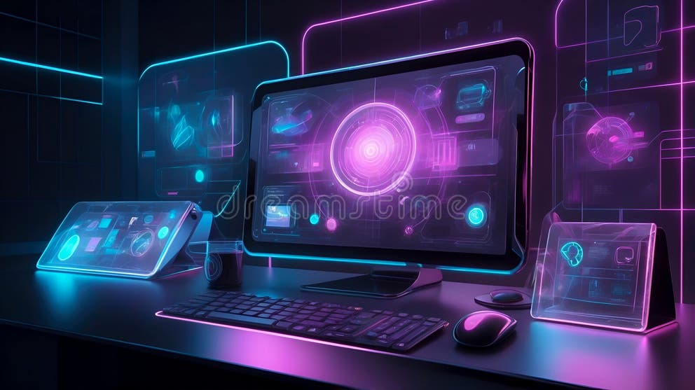 A Computer Desktop Interface, Windows are Rounded and Transparent, with ...