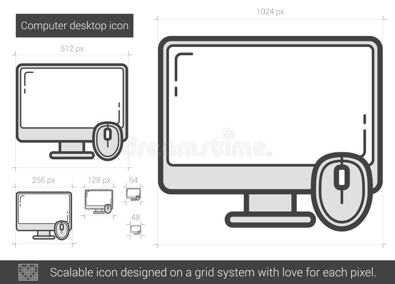 Desktop Pc Line Icons Signs Set. Design Collection of Computer, Desktop ...