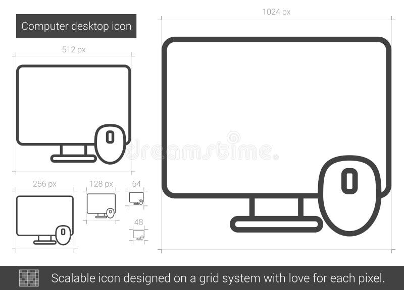 Computer Desktop Line Icon. Stock Vector - Illustration of flat, icon ... Computer Desktop Line Icon. Stock Vector - Illustration of flat, icon ...