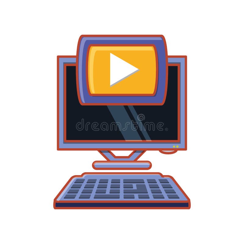 Computer Desktop with Media Player Stock Illustration - Illustration of ...