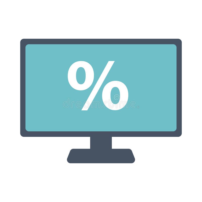 Computer Desktop with Percent Symbol Flat Style Icon Stock Vector ...