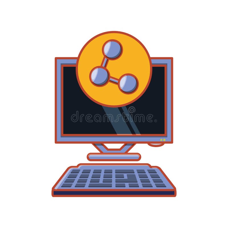 Computer Desktop with Share Symbol Stock Illustration - Illustration of ...