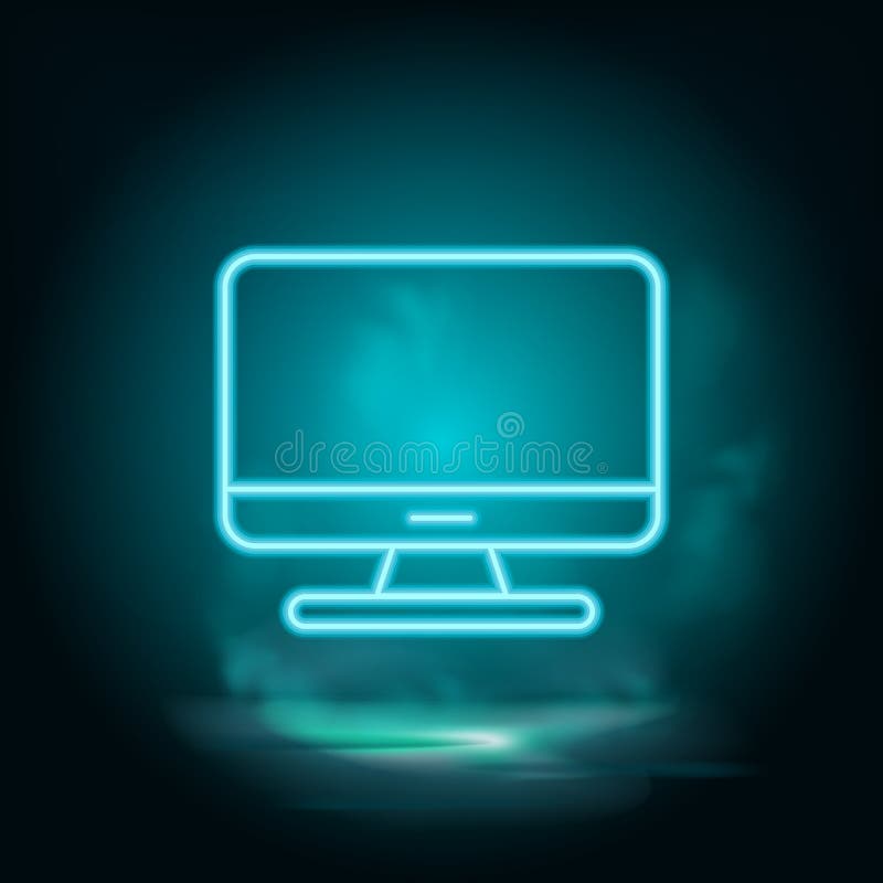 Computer , Desktop Vector Blue Neon Icon Stock Illustration ...