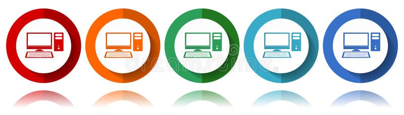 Computer, Desktop Vector Icons, Flat Icon Set for Logo Design, Webdesign and Mobile Applications ...