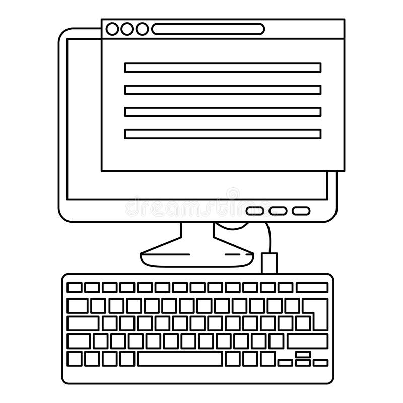 Desktop with Webpage Template and Social Media Icons Stock Illustration ...